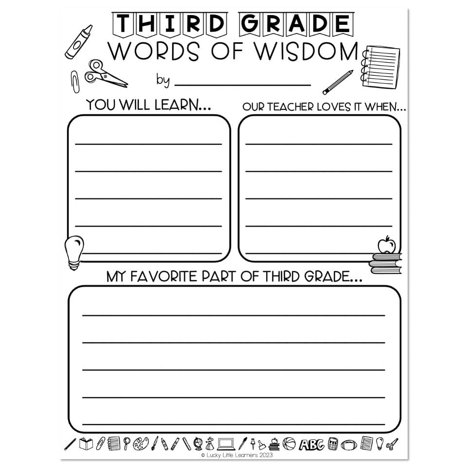 Words of Wisdom - An End of Year Writing Activity - 3rd Grade - Lucky ...
