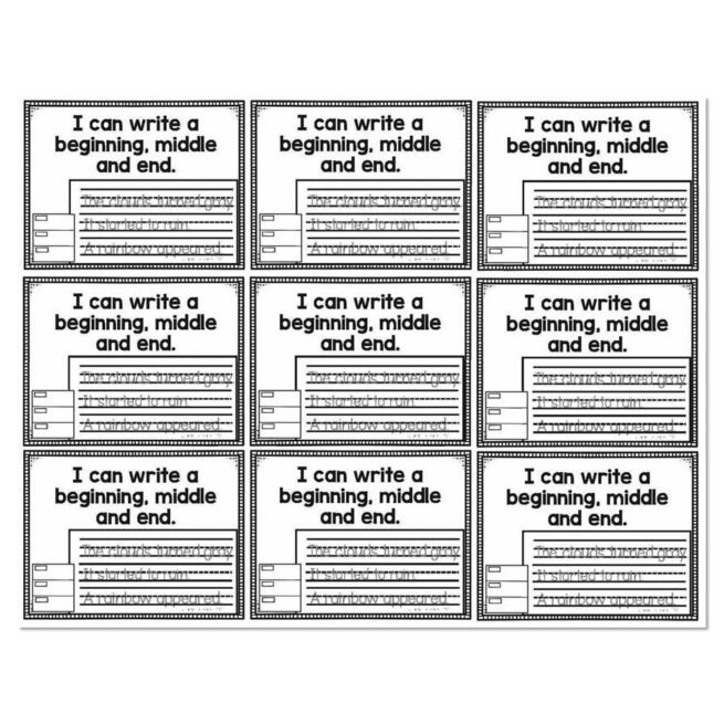 Writing Bulletin Board - Writing Goal Cards - Beginning, Middle, End ...