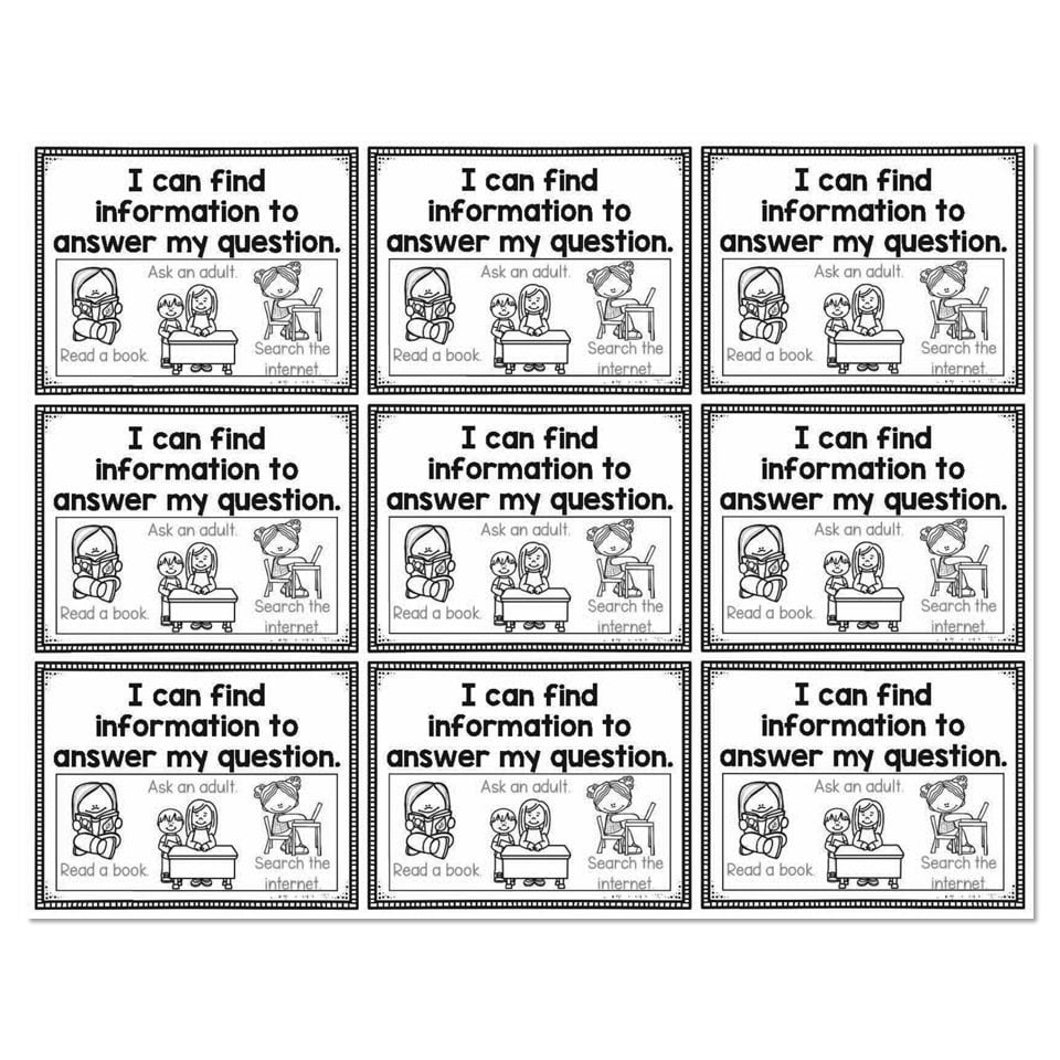Writing Bulletin Board - Writing Goal Cards - Information for Question ...