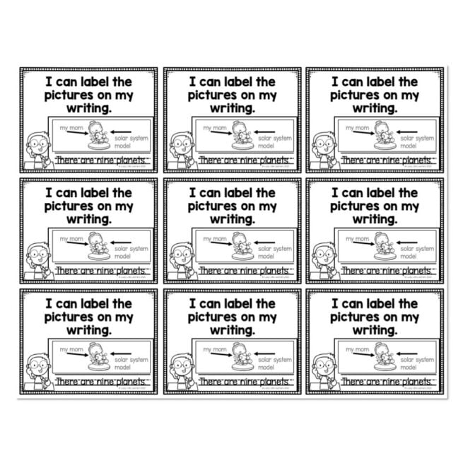 Writing Bulletin Board - Writing Goal Cards - Label Pictures - Lucky ...