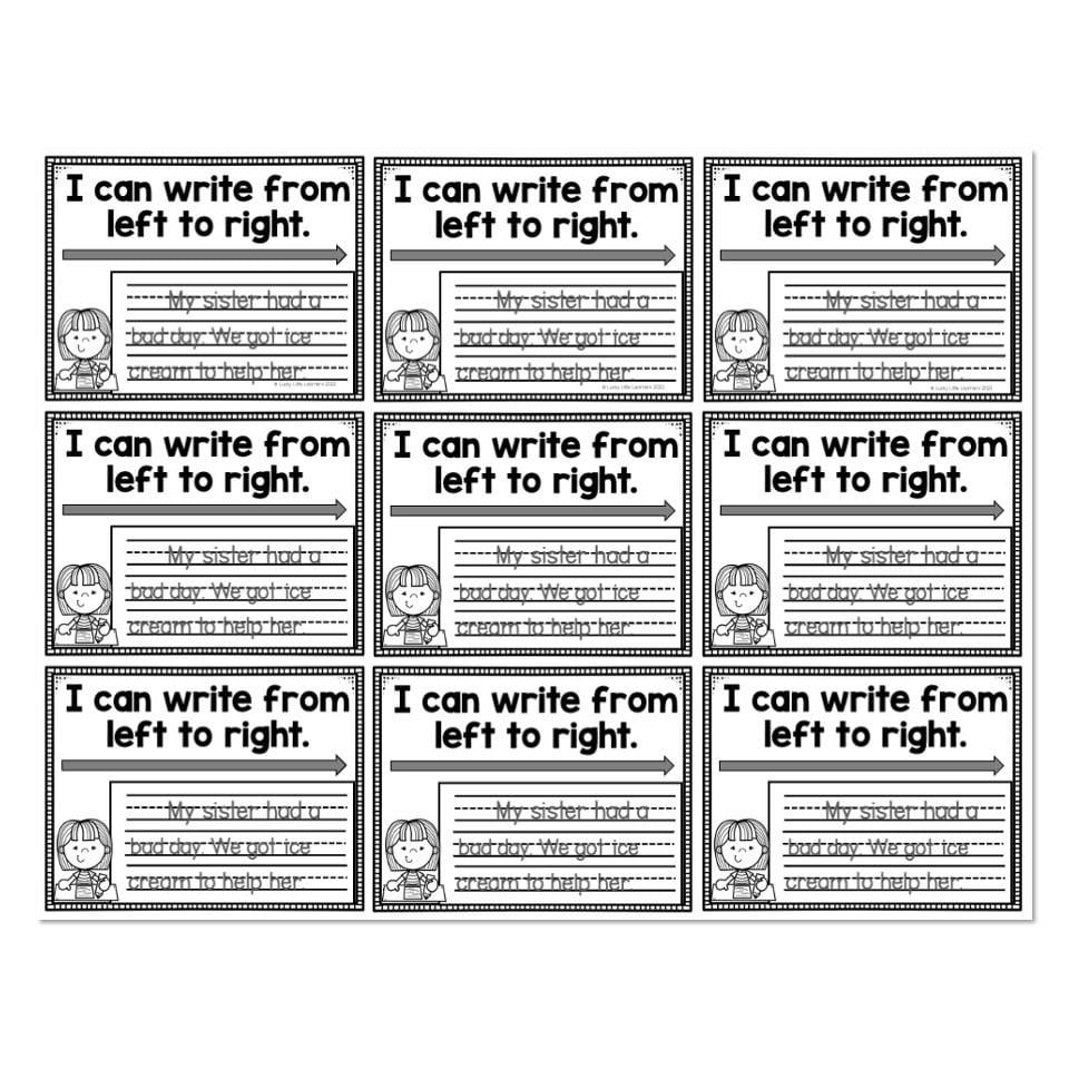 Writing Bulletin Board - Writing Goal Cards - Left to Right - Lucky ...