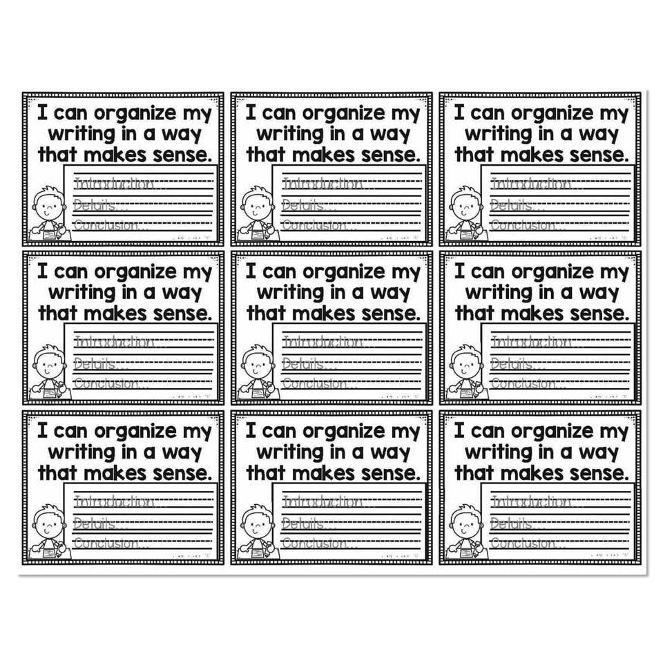 Writing Bulletin Board - Writing Goal Cards - Organize Writing - Lucky ...