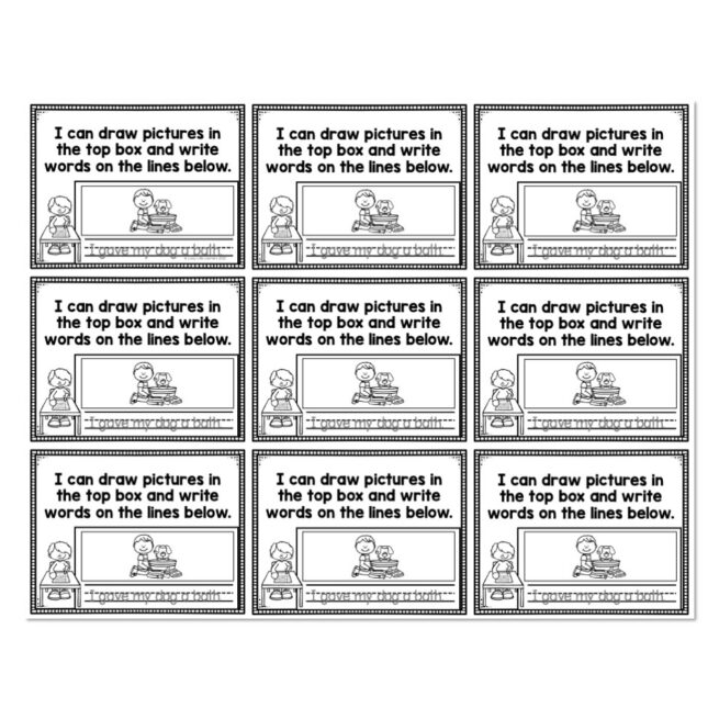 Writing Bulletin Board - Writing Goal Cards - Pictures and Words ...