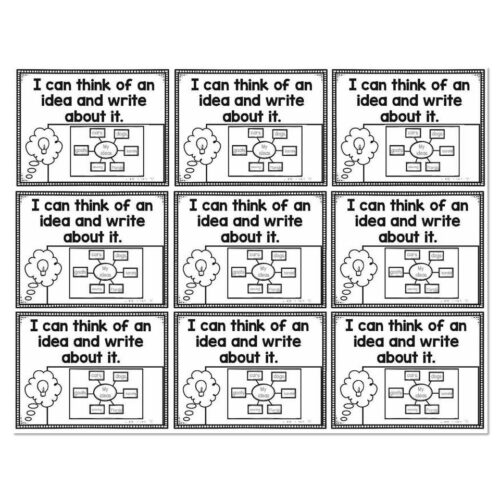 Writing Bulletin Board - Writing Goal Cards - Think of Idea and Write ...