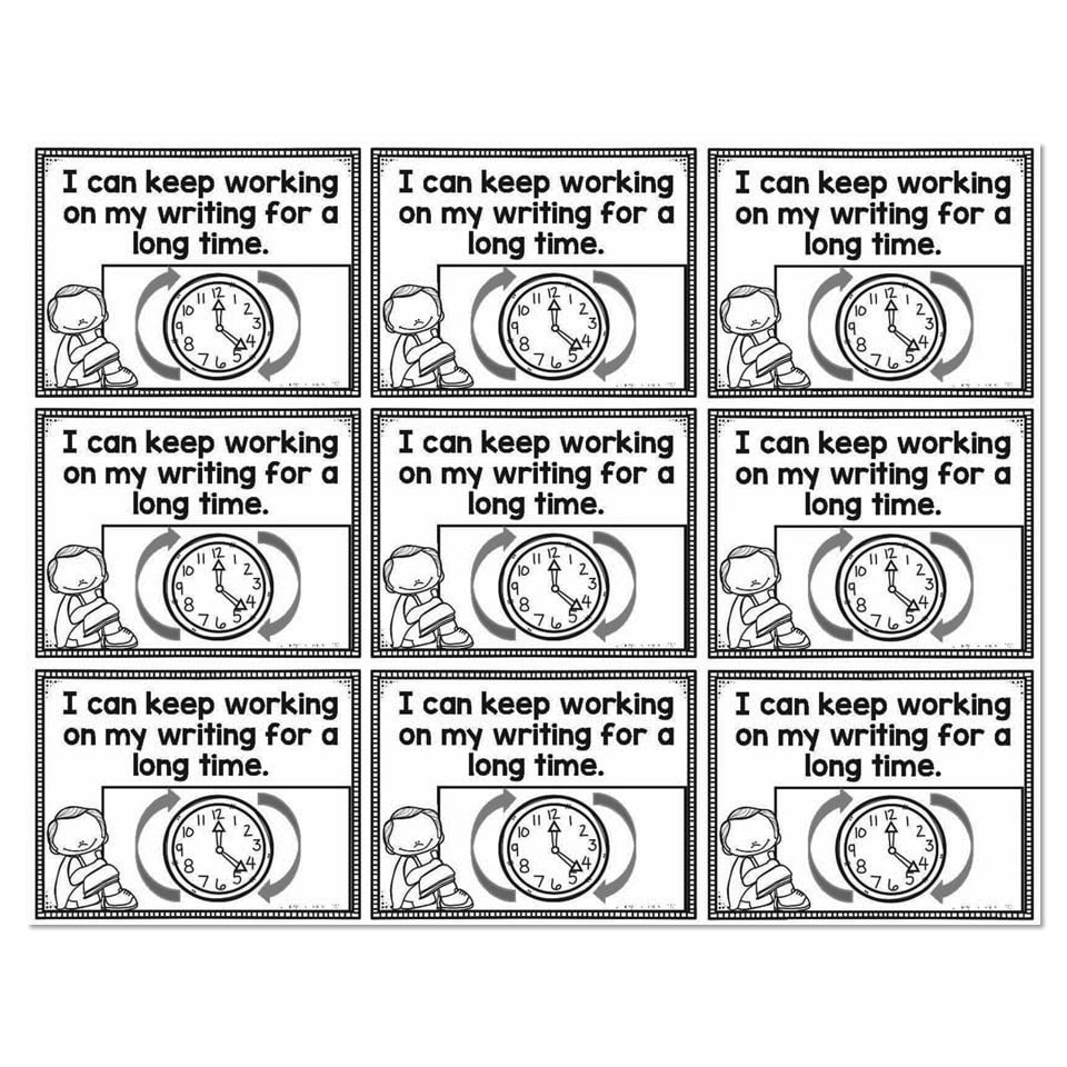 Writing Bulletin Board - Writing Goal Cards - Work on Writing - Lucky ...