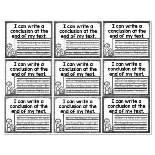 Writing Bulletin Board - Writing Goal Cards - Write Conclusion - Lucky ...