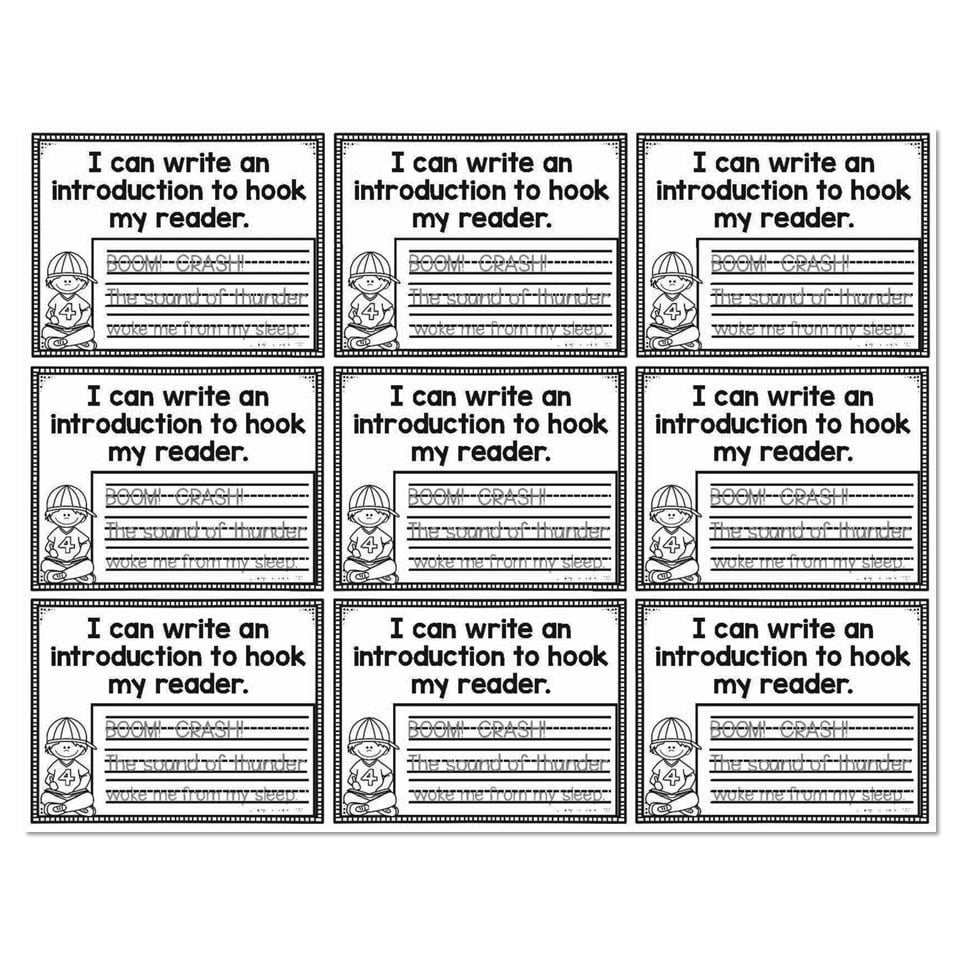 Writing Bulletin Board - Writing Goal Cards - Write Introduction ...