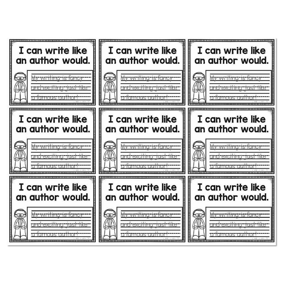 Writing Bulletin Board - Writing Goal Cards - Write Like an Author ...