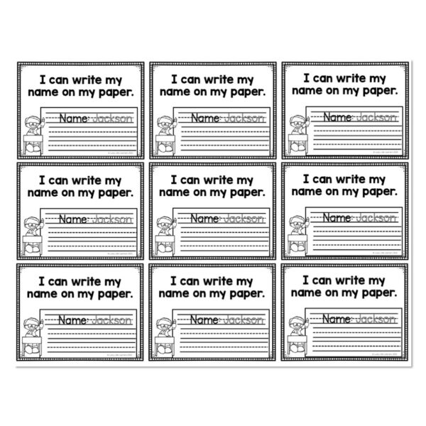 Writing Bulletin Board - Writing Goal Cards - Write Name - Lucky Little ...