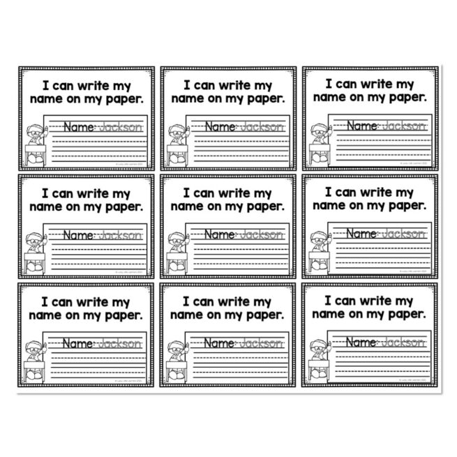 Writing Bulletin Board - Writing Goal Cards - Write Name - Lucky Little ...