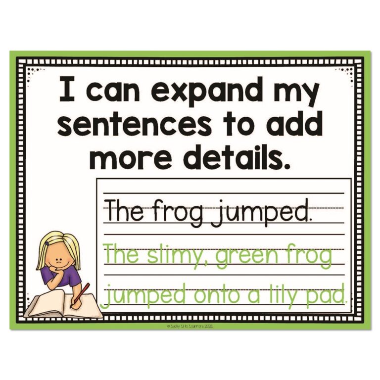 Writing Bulletin Board - Writing Goals Posters - Expand Sentences ...