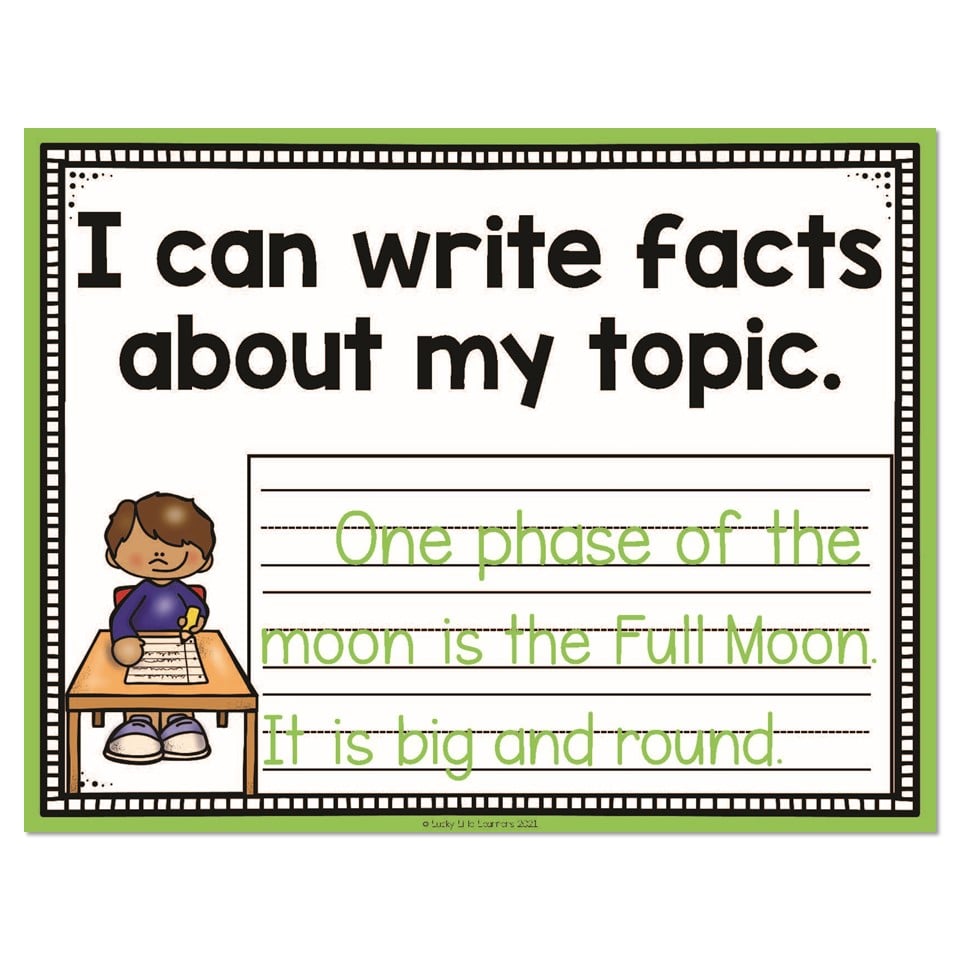 Writing Bulletin Board - Writing Goals Posters - Facts About Topic ...