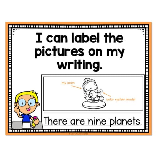 Writing Bulletin Board - Writing Goal Posters - Label Pictures - Lucky ...