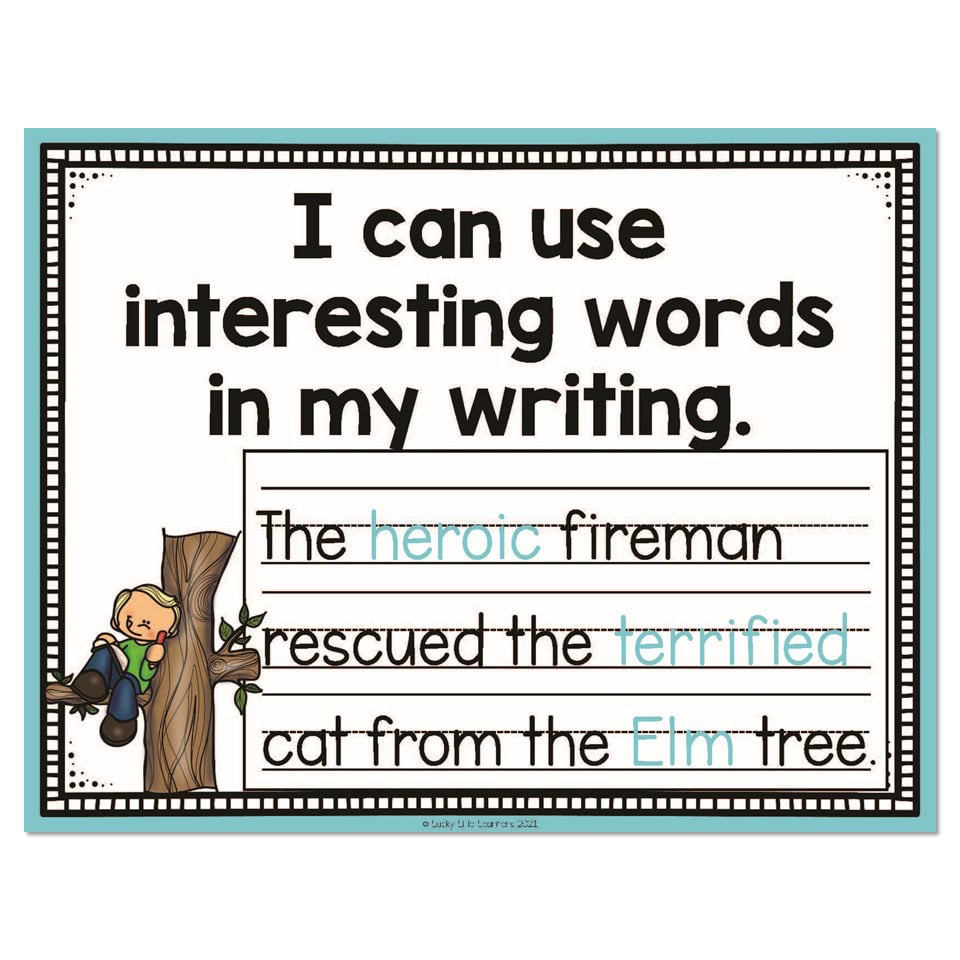 Writing Bulletin Board - Writing Goals Posters - Use Interesting Words ...