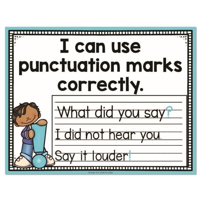 Writing Bulletin Board - Writing Goals Posters - Use Punctuation ...