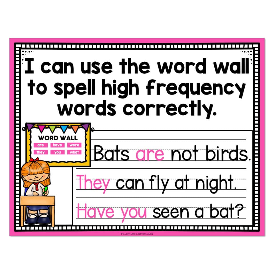 Writing Bulletin Board - Writing Goal Posters - Use Word Wall - Lucky ...
