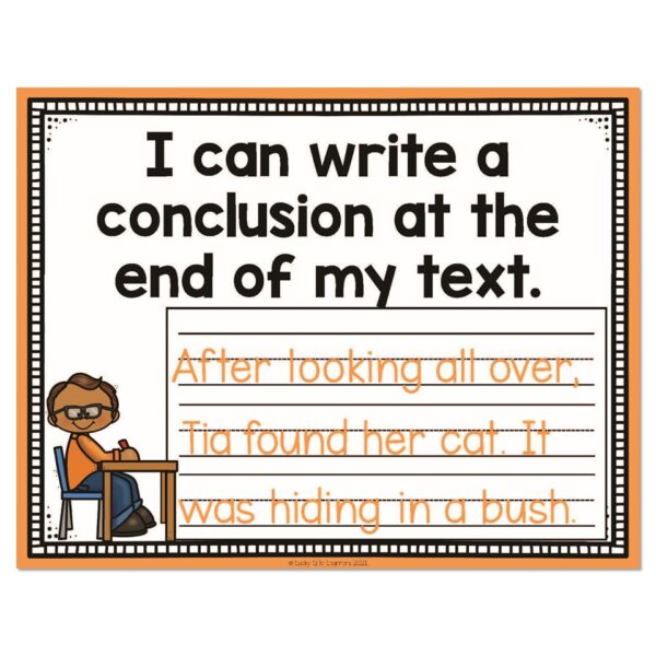 Writing Bulletin Board - Writing Goals Posters - Write Conclusion ...