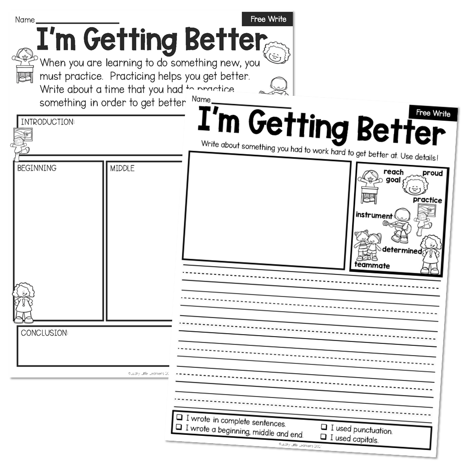 1st Grade April Writing Pages - Free Write - I'm Getting Better - Lucky ...