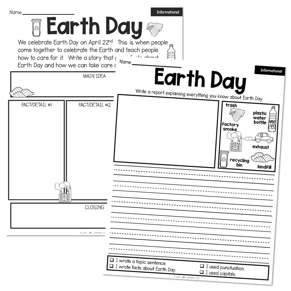 1st Grade April Writing Pages - Informational - Earth Day - Lucky ...