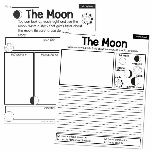 1st Grade October Writing Pages - Informational - The Moon - Lucky ...