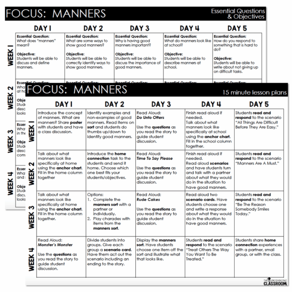 1st and 2nd Grade - Social Emotional Learning - Manners Unit - Lesson ...
