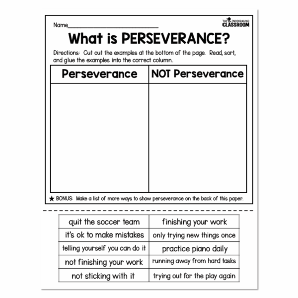 1st and 2nd Grade - Social Emotional Learning - Perseverance Unit ...