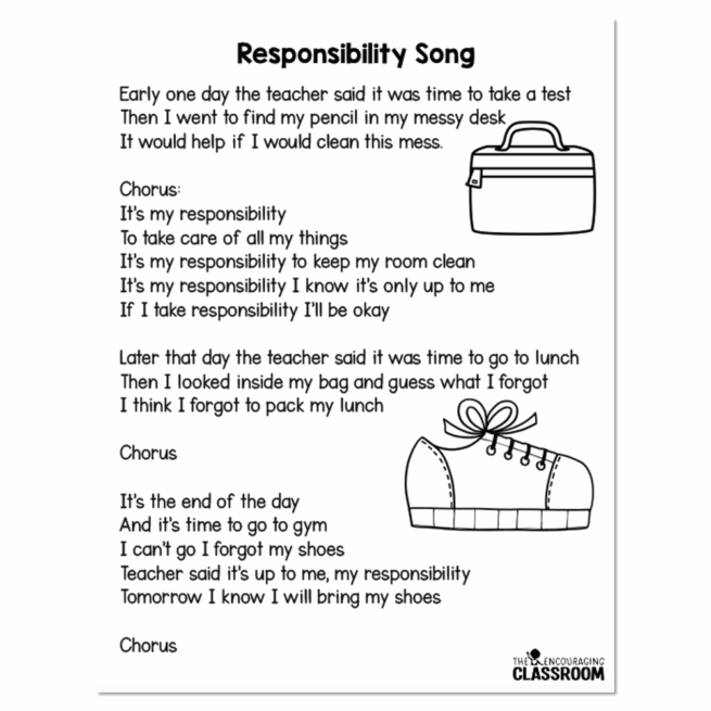 1st and 2nd Grade - Social Emotional Learning - Responsibility Unit - Responsibility Song ...