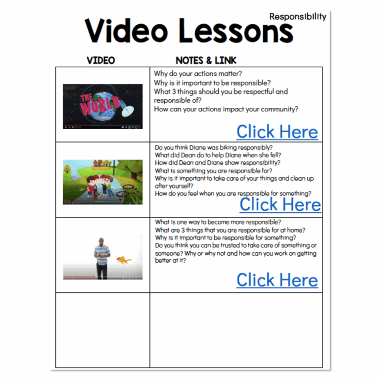 1st and 2nd Grade - Social Emotional Learning - Responsibility Unit ...