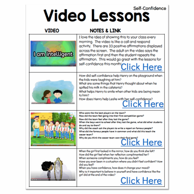 1st and 2nd Grade - Social Emotional Learning - Self-Confidence Unit ...