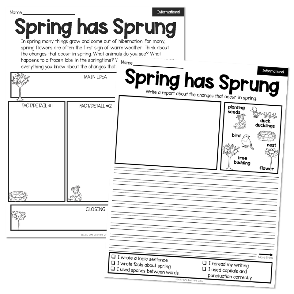 2nd Grade April Writing Pages - Informational - Spring Has Sprung ...