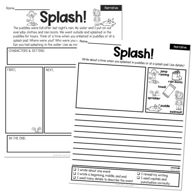2nd Grade April Writing Pages - Narrative - Splash - Lucky Little Learners