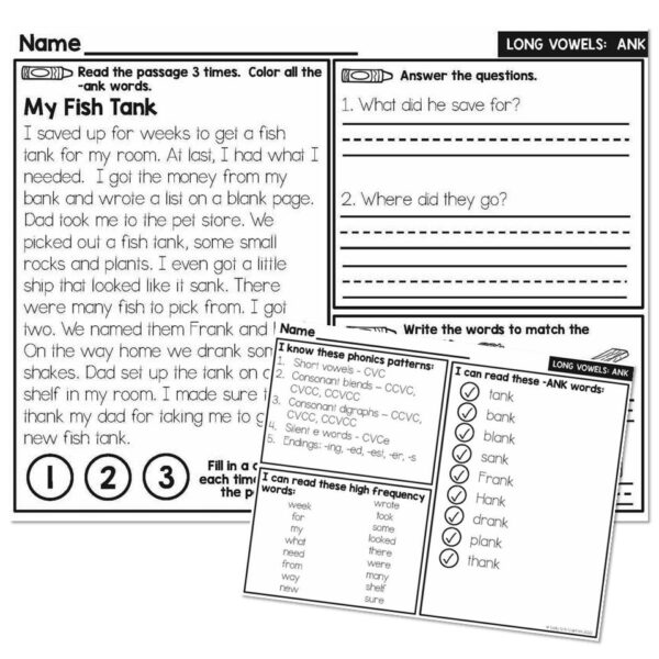 2nd Grade Decodable Phonics Passage - Long Vowels - ANK - Lucky Little ...