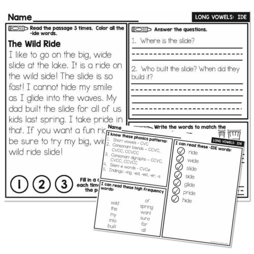 2nd Grade Decodable Phonics Passage - Long Vowels - IDE - Lucky Little ...