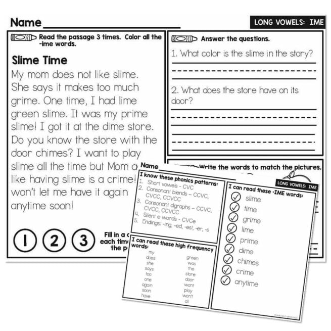 2nd Grade Decodable Phonics Passage - Long Vowels - IME - Lucky Little ...
