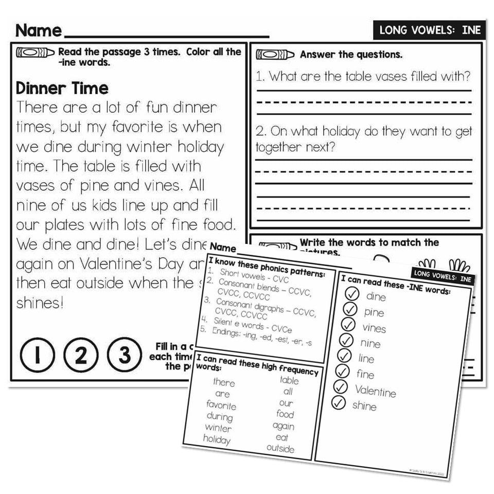 2nd Grade Decodable Phonics Passage - Long Vowels - INE - Lucky Little ...