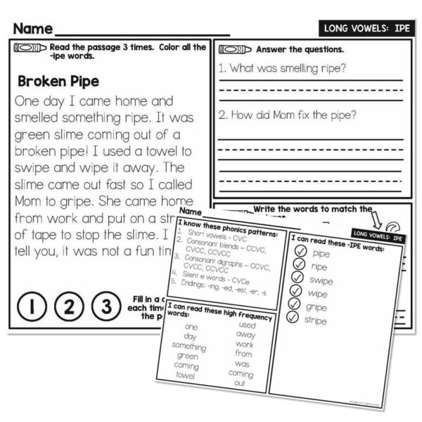 2nd Grade Decodable Phonics Passage - Long Vowels - IPE - Lucky Little ...