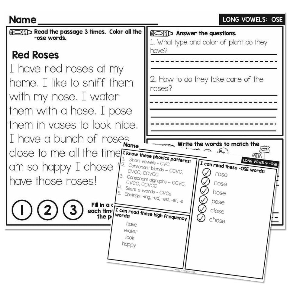2nd Grade Decodable Phonics Passage - Long Vowels - OSE - Lucky Little ...