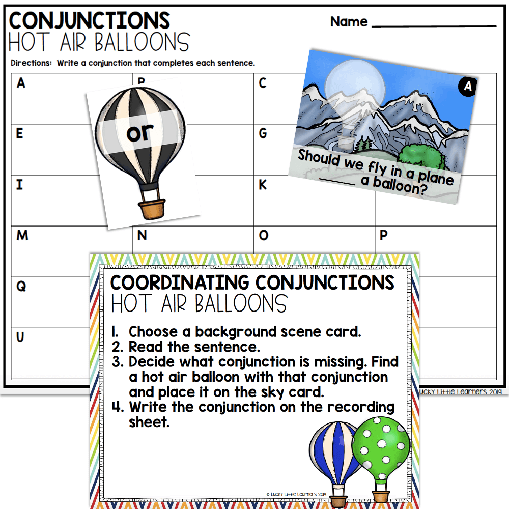 2nd Grade Grammar Center - Conjunctions - Lucky Little Learners