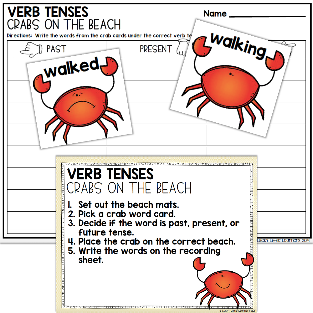 2nd Grade Grammar Center - Verb Tenses - Lucky Little Learners