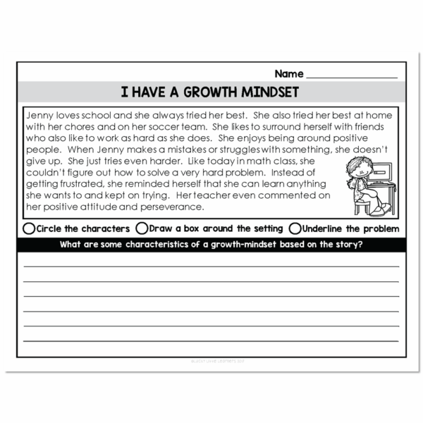 2nd Grade Growth Mindset Passage - I Have a Growth Mindset - Lucky ...
