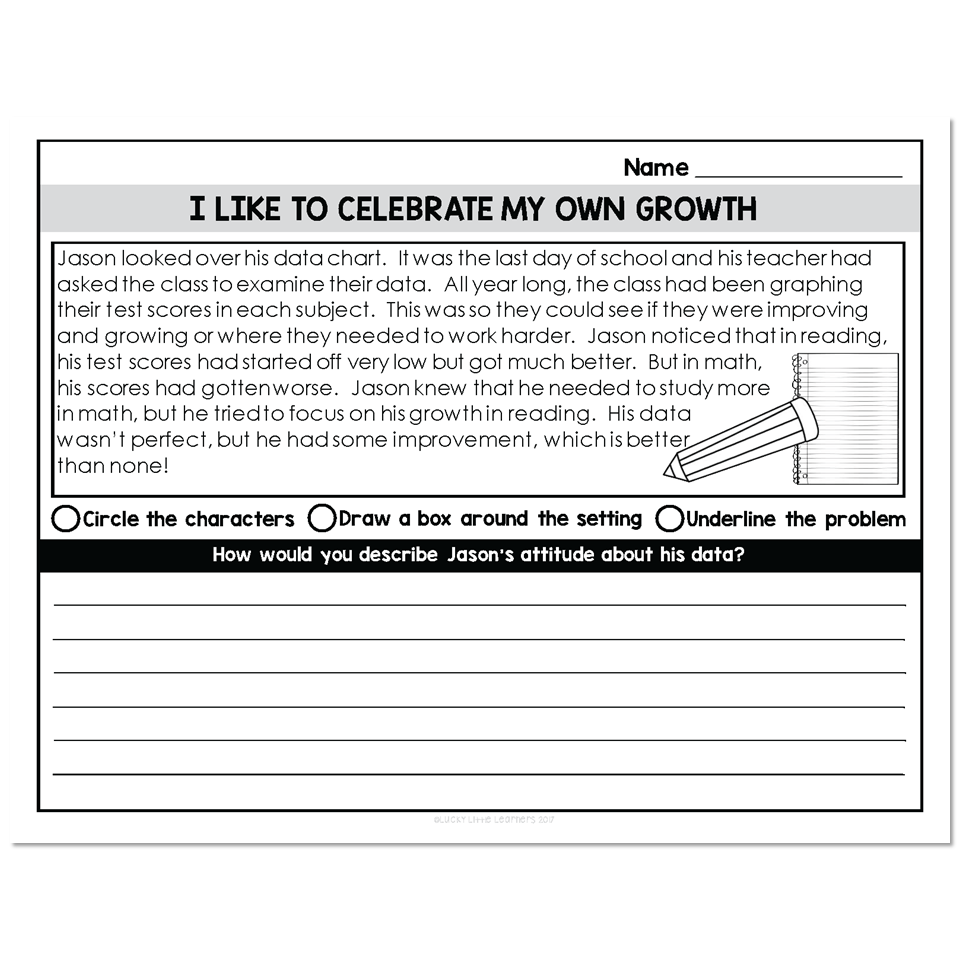2nd Grade Growth Mindset Passage - I Like To Celebrate My Own Growth ...