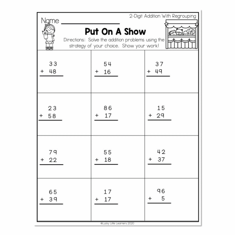 2nd Grade Math Worksheets - Place Value - 2-Digit Addition With ...