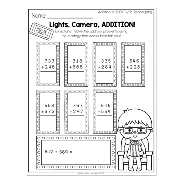 2nd Grade Math Worksheets - Place Value - Addition to 1000 with ...