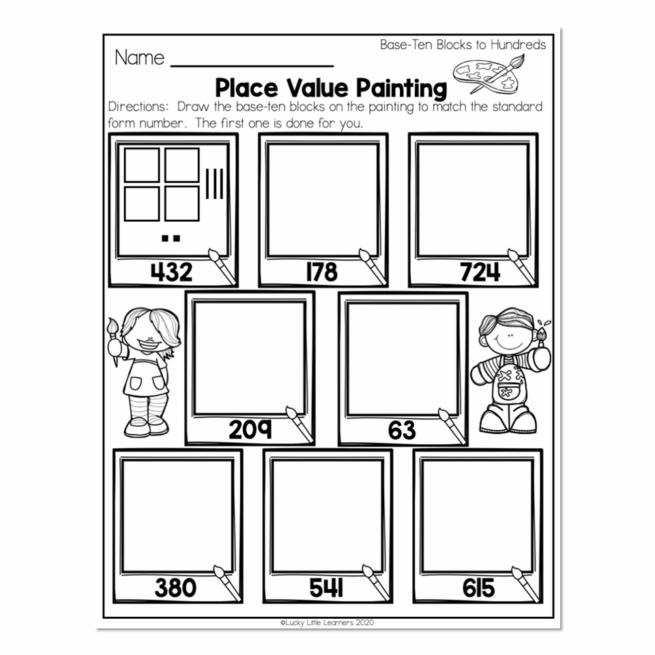 2nd Grade Math Worksheets - Place Value - Base Ten Blocks to Hundreds ...