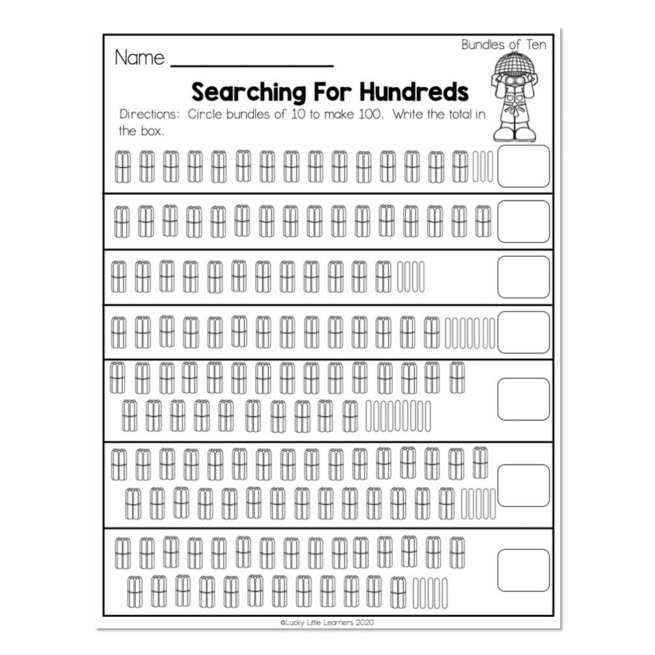 2nd Grade Math Worksheets - Place Value - Bundles of Ten - Searching ...