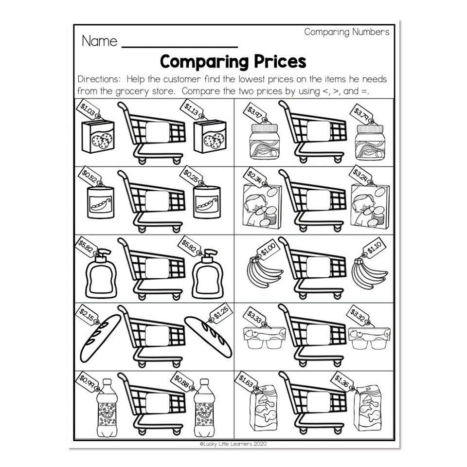 2nd Grade Math Worksheets Comparing Numbers