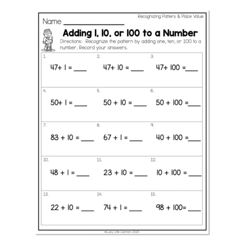2nd Grade Math Worksheets - Place Value - Recognizing Patterns and ...