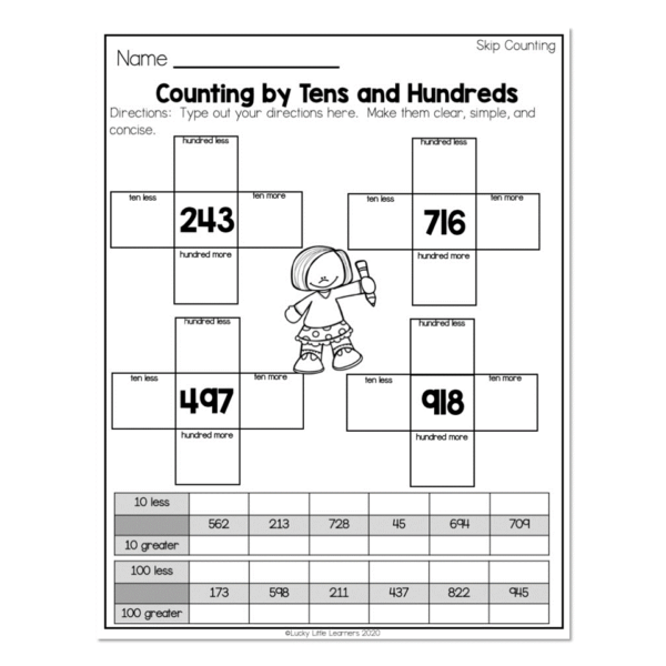 2nd Grade Math Worksheets - Place Value - Skip Counting - Counting by ...
