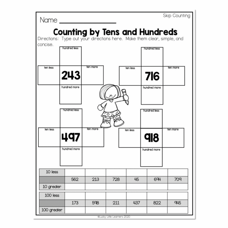 2nd Grade Math Worksheets - Place Value - Skip Counting - Counting by ...