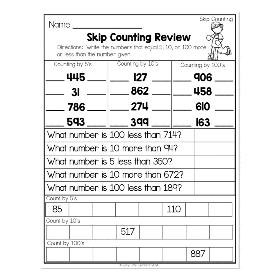 2nd Grade Math Worksheets - Place Value - Skip Counting - Skip Counting ...